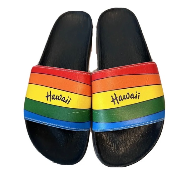 hawaii | Shoes | Vintage Hawaii Rainbow Vinyl Sandals Slides Circa 98s ...